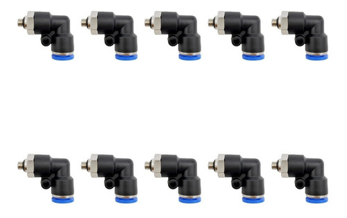 10 Pz De Conector/racor Rápido Neumático Codo M5 X 1/4 | Instrutek